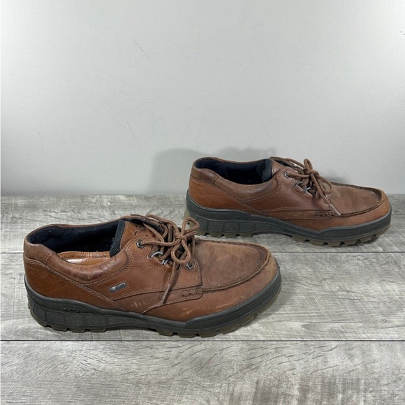 Ecco | Shoes | Ecco Goretex Bison Waterproof Lace Up Brown Leather Mens ...